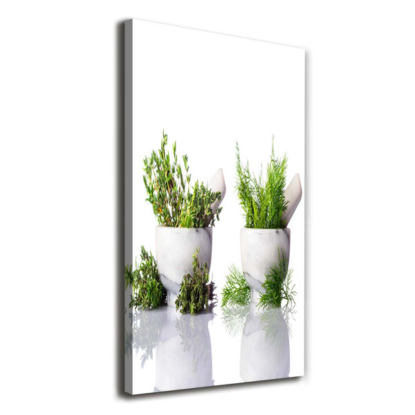 Ebern Designs Mörser und Kräuter - Kunstdrucke auf Leinwand | Wayfair.de